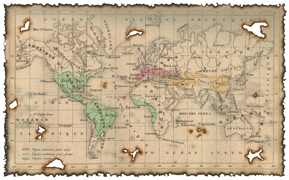 Ancient map of the world Stock Illustration | Adobe Stock