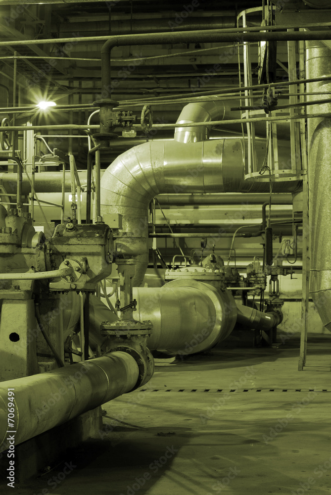 Pipes and tubes and chimney at a power plant Stock Photo | Adobe Stock