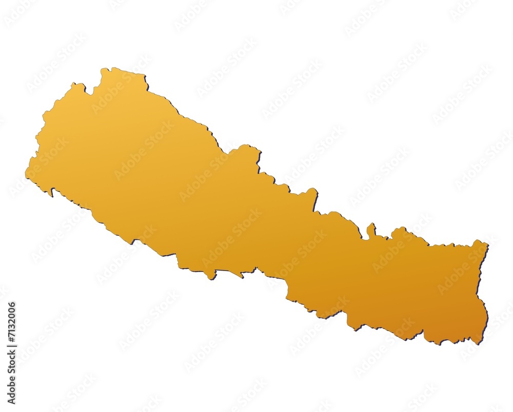 Nepal map filled with orange gradient. Mercator projection. Stock ...