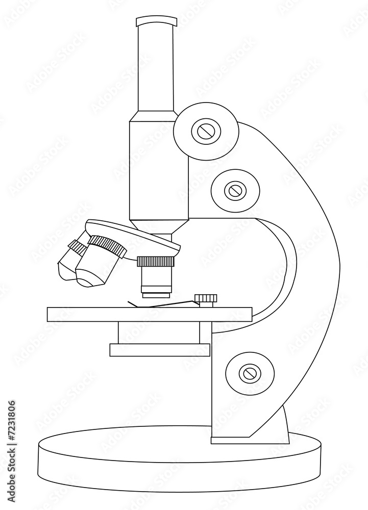 outline of microscope isolated on white background Stock Illustration ...