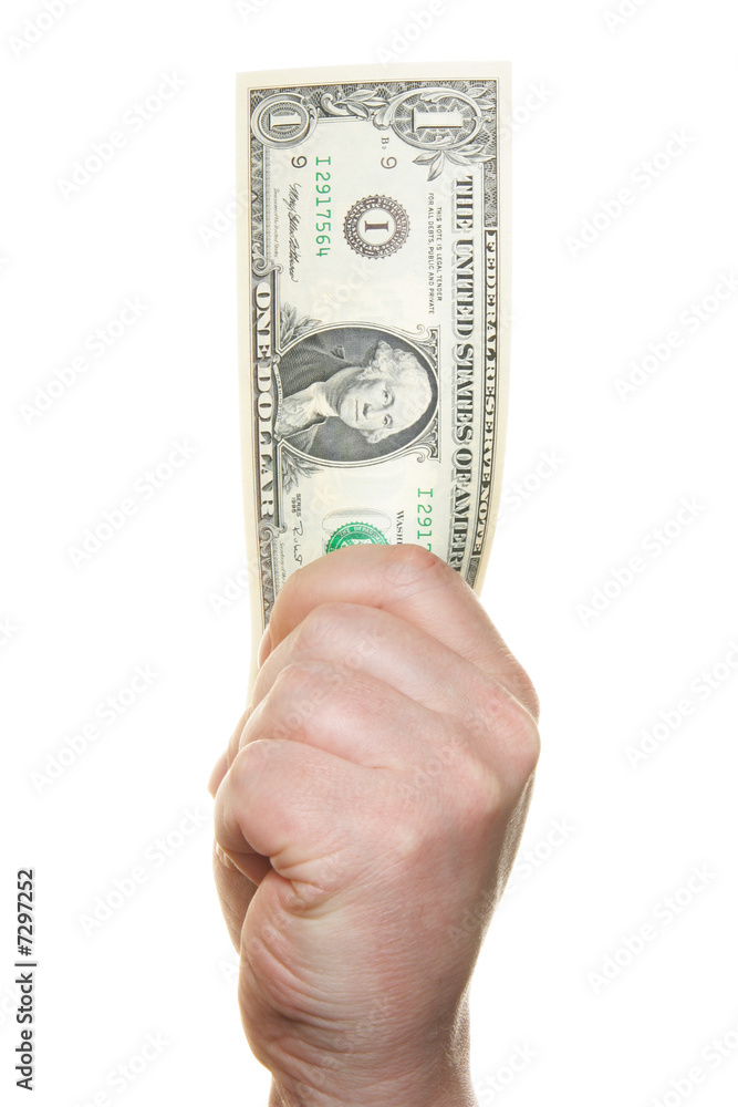 Hand holding one dollar bill Stock Photo | Adobe Stock