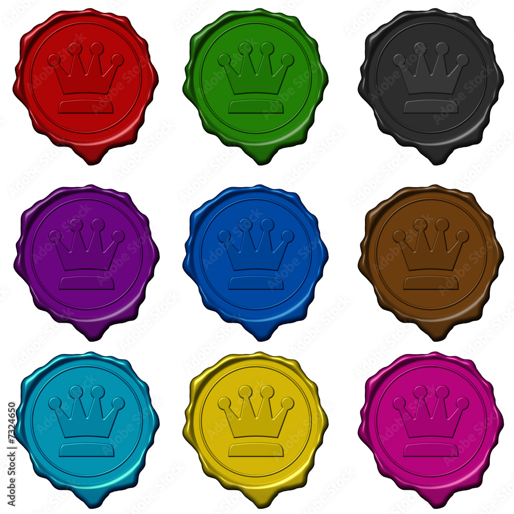 King crown wax seal collection Stock Photo | Adobe Stock