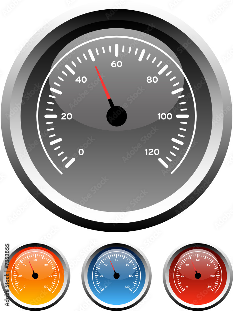 Dashboard speedometer gauge icons in 4 colors Stock Vector | Adobe Stock