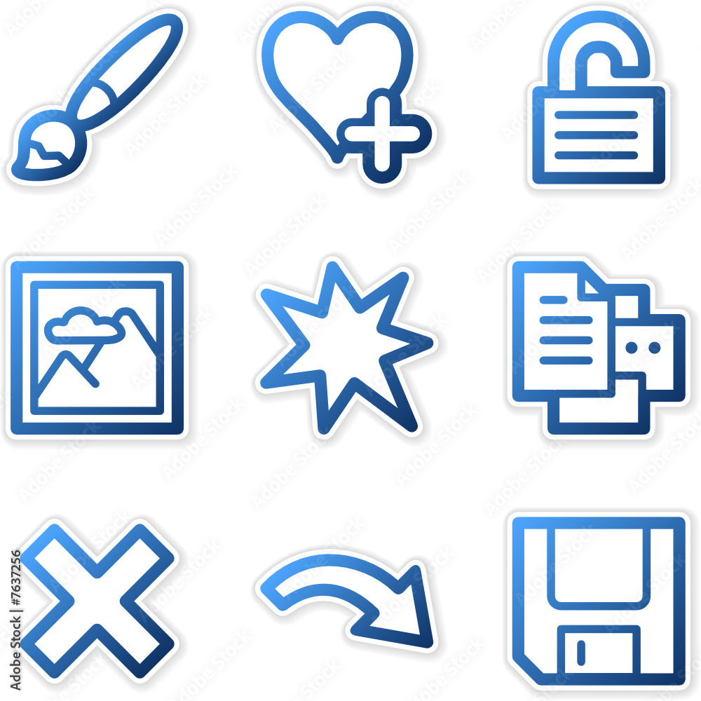 Image viewer icons 2, blue contour series Stock Vector | Adobe Stock