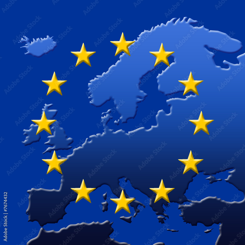 Europe Map With EU Stars Stock Illustration | Adobe Stock