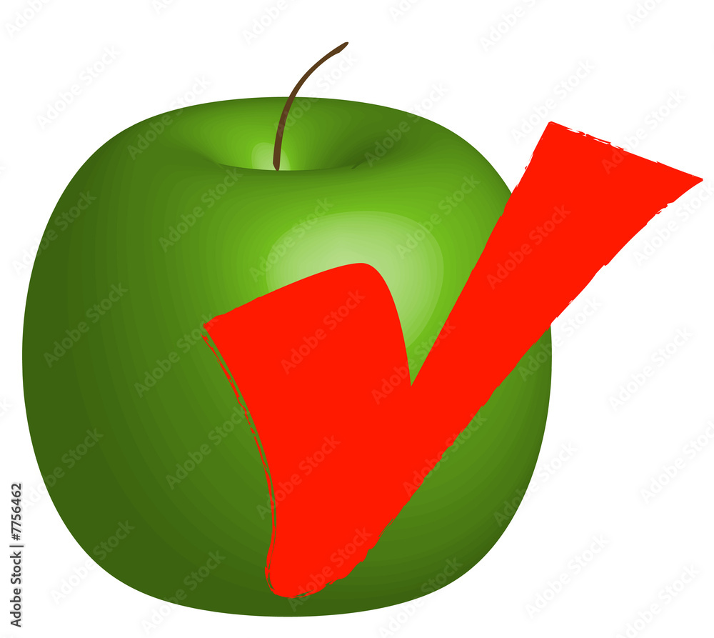 apple with check mark - healthy food choice Stock Illustration | Adobe ...