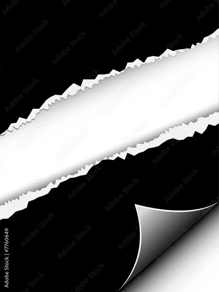 Vector - Black paper with folded corner and rip Stock Vector | Adobe Stock
