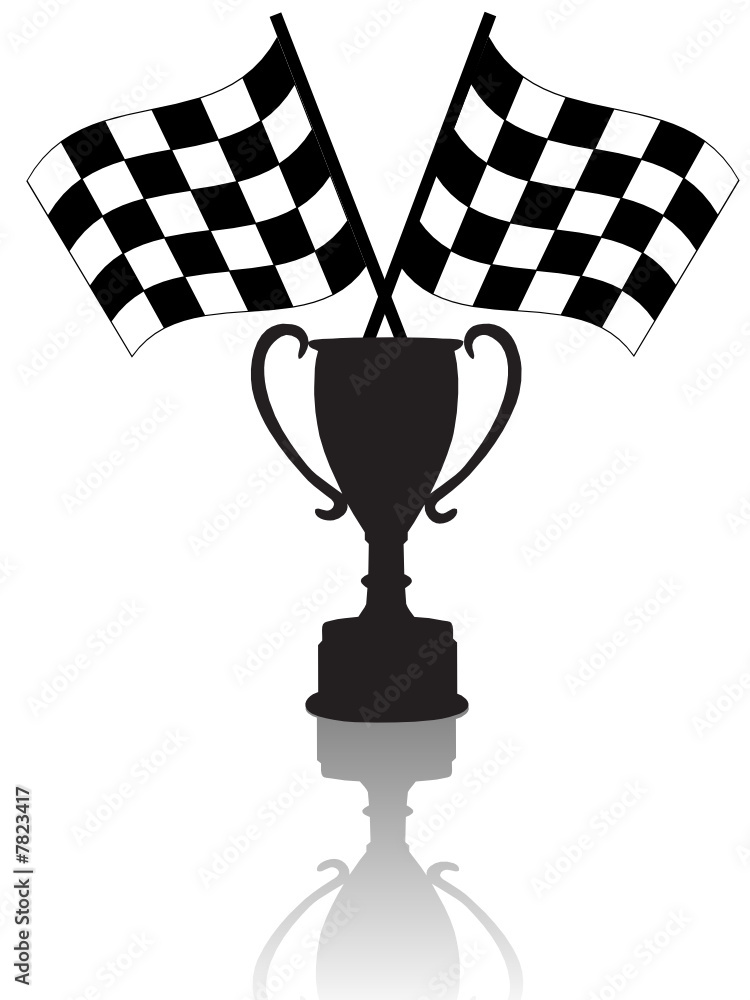 Crossed Checkered Flags Victory Trophy Symbols of Winning Stock Vector ...