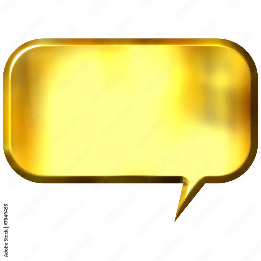 3D Golden Speech Bubble Stock Illustration | Adobe Stock