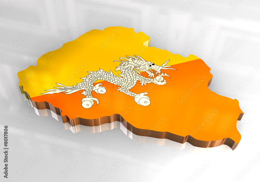 3d flag map of bhutan Stock Illustration | Adobe Stock
