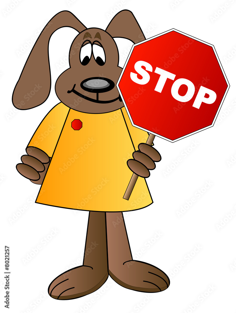 cartoon dog holding stop sign - crossing guard Stock Illustration ...
