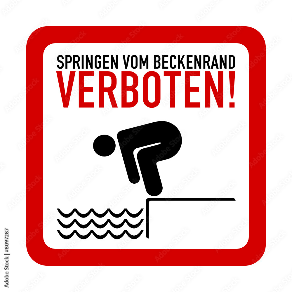 schild springen vom beckenrand verboten! Stock-Vektorgrafik | Adobe Stock
