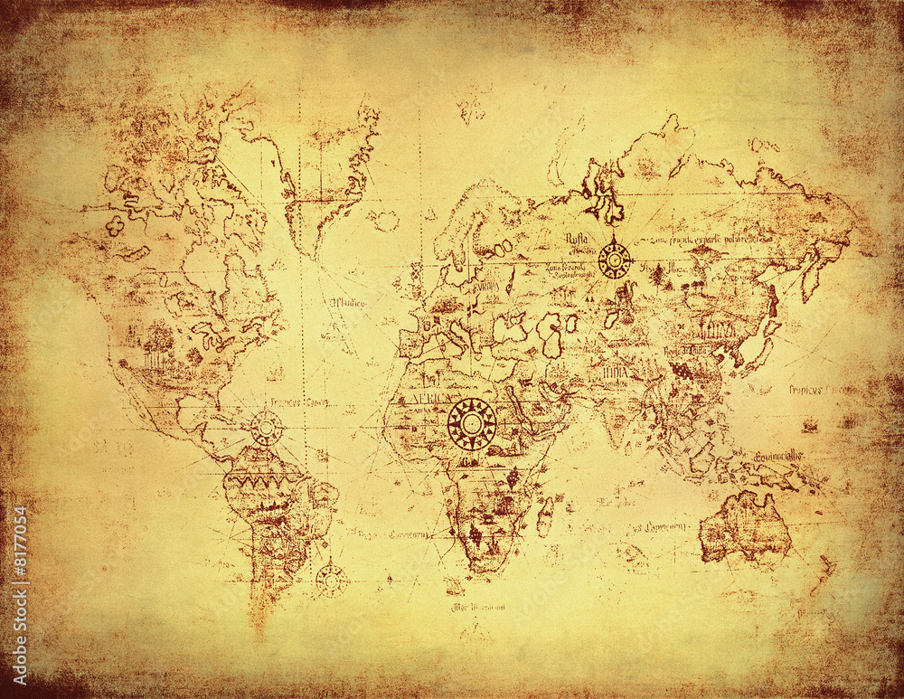 ancient map of the world. Stock Illustration | Adobe Stock