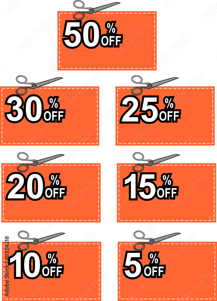 Cut-out discount coupon Stock Vector | Adobe Stock