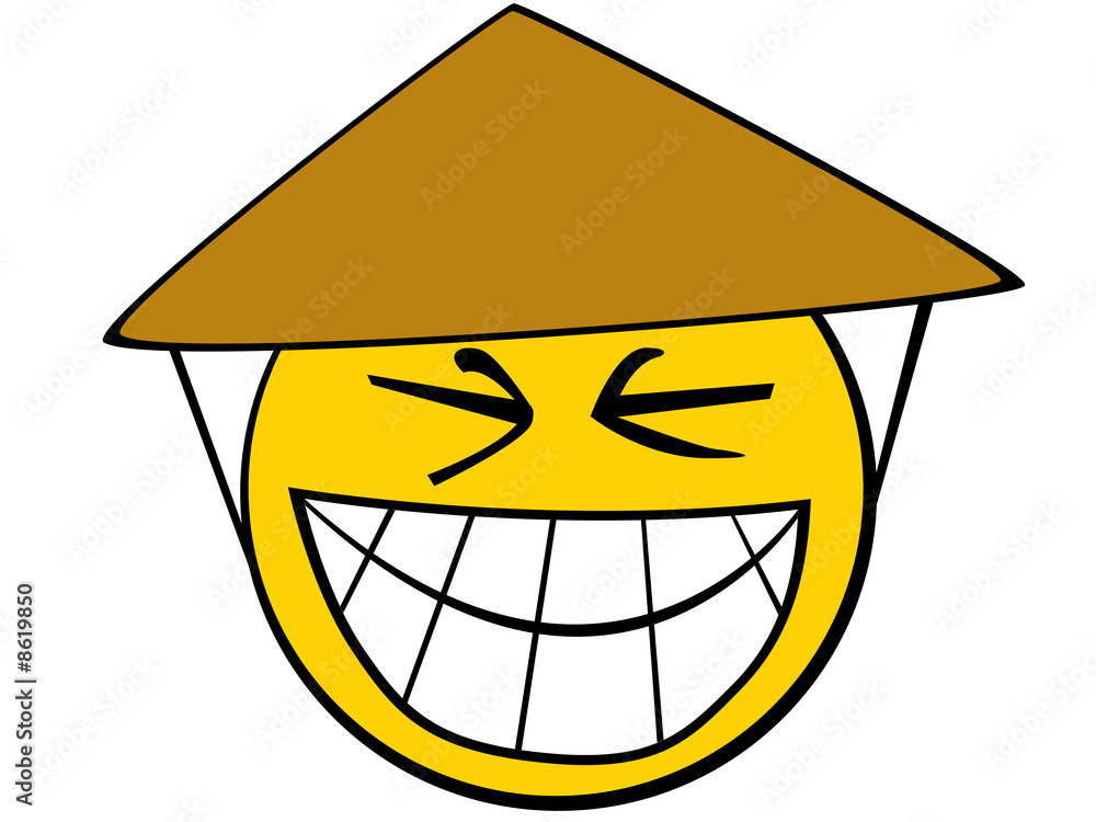 Asian Smiley Icon Stock Illustration | Adobe Stock