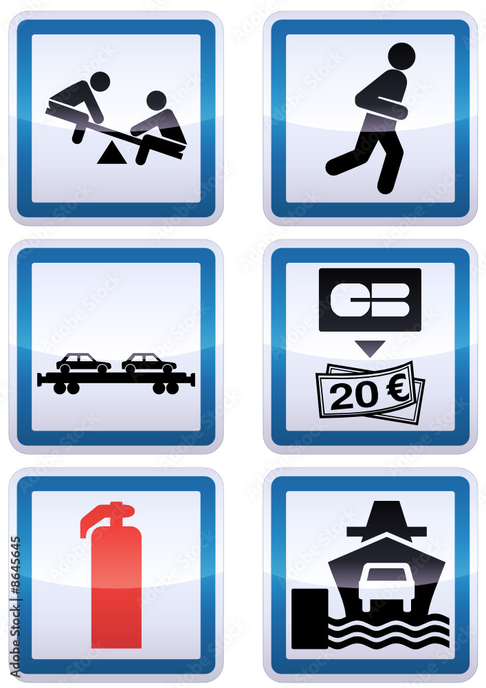 Panneaux de signalisation des services (détouré) Stock Vector | Adobe Stock