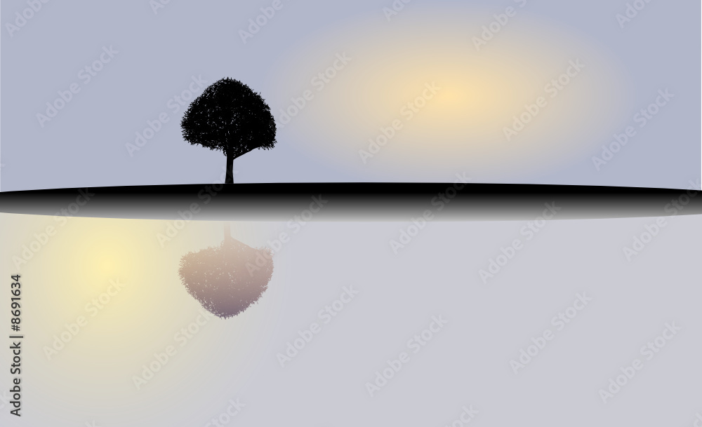 Vector Graphic Illustration Tree Reflexion Stock Vector | Adobe Stock