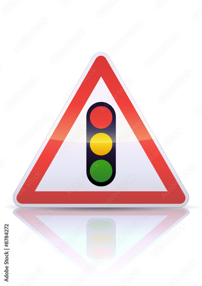 Panneau de danger feux tricolores (reflet métal) Stock Vector | Adobe Stock