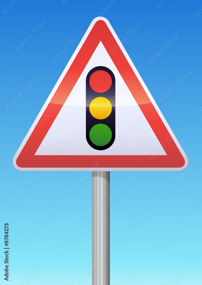 Vecteur Stock Panneau de danger feux tricolores | Adobe Stock