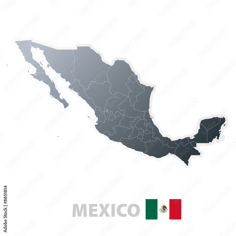 Mexico map with official flag Stock Vector | Adobe Stock