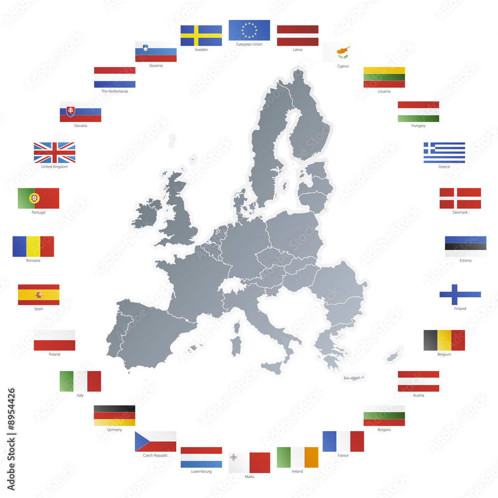 Flags of the 27 members of the European Union Stock Illustration ...