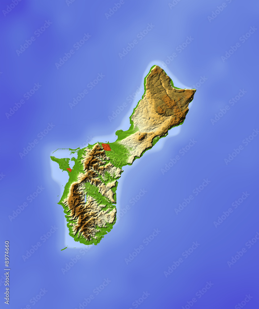 Guam. Shaded relief map Stock Illustration | Adobe Stock