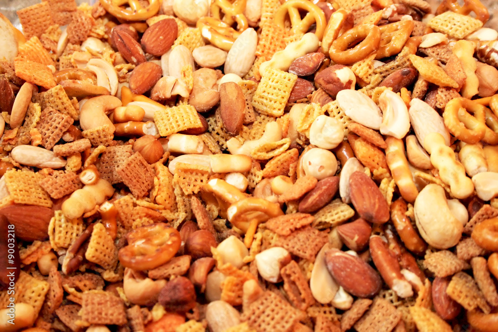 Chex mix appetizer food background and texture Stock Photo | Adobe Stock