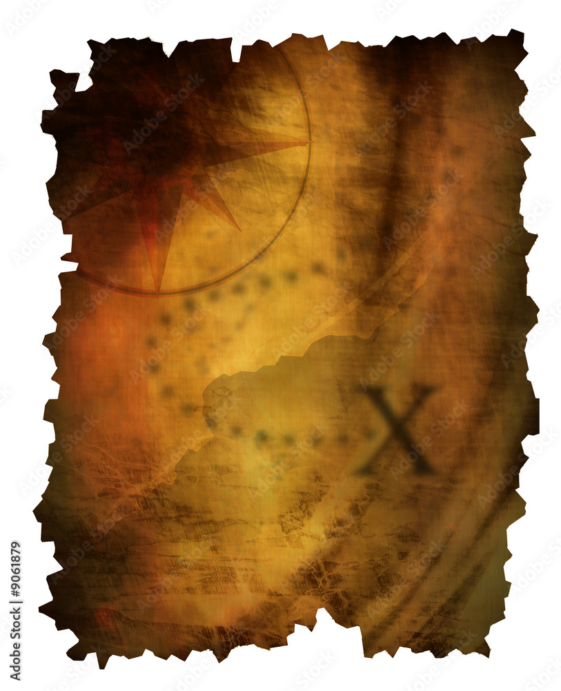 Old paper treasure map on a white background Stock Illustration | Adobe ...