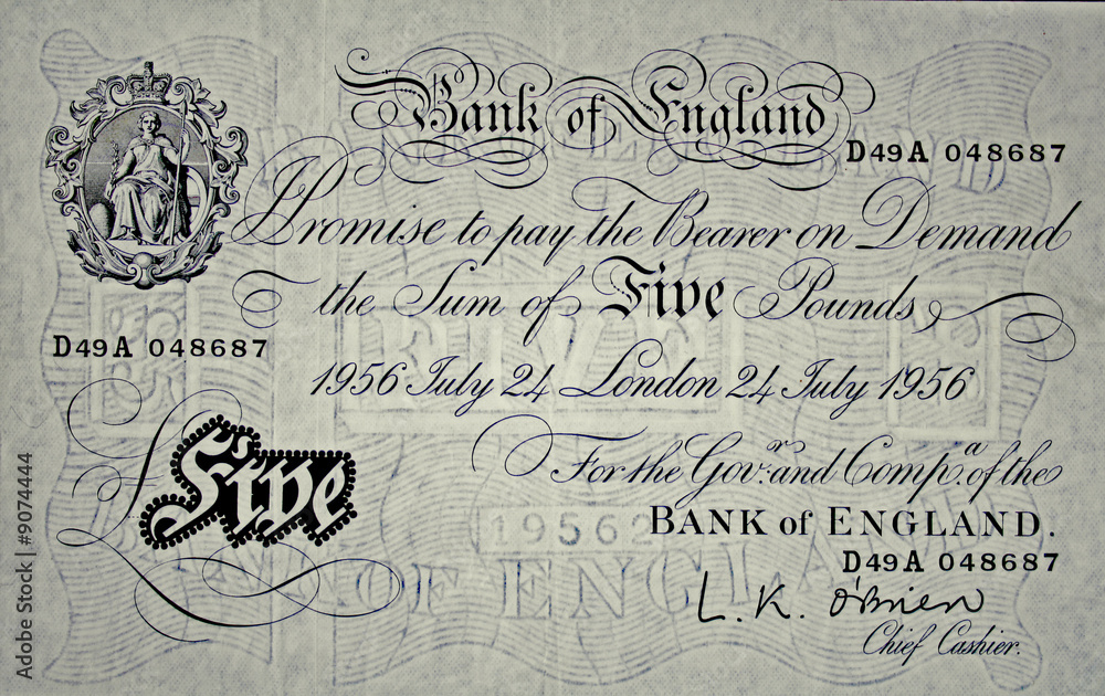 old five pound note Stock Photo | Adobe Stock