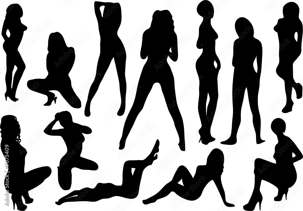 Group of posing models vector illustration Stock Vector | Adobe Stock