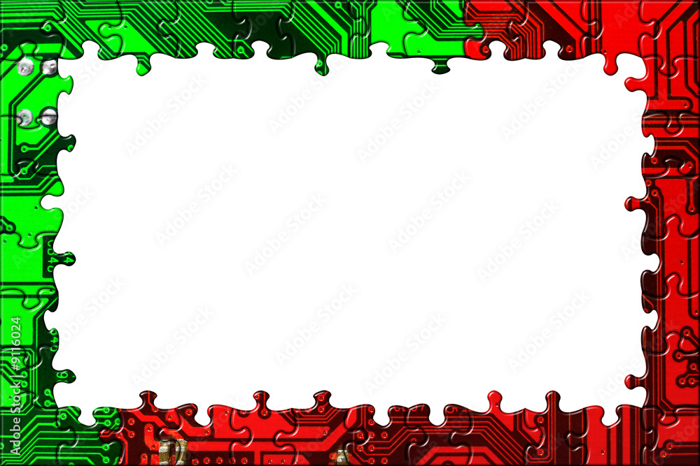 Frame made of computer puzzle, technology concept background Stock ...