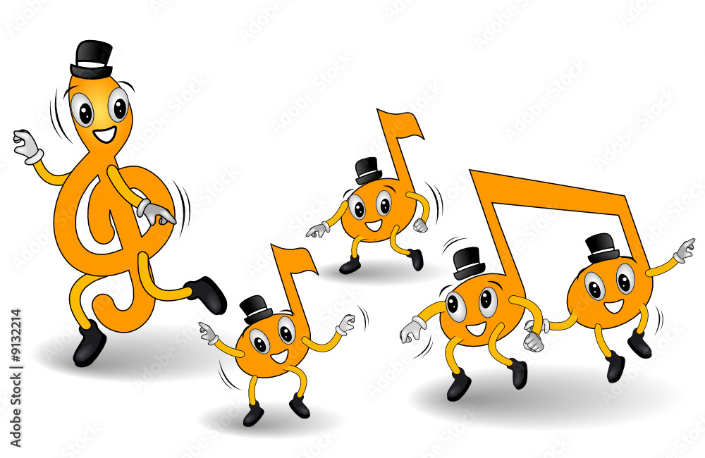 Dancing Musical Notes Stock Vector | Adobe Stock