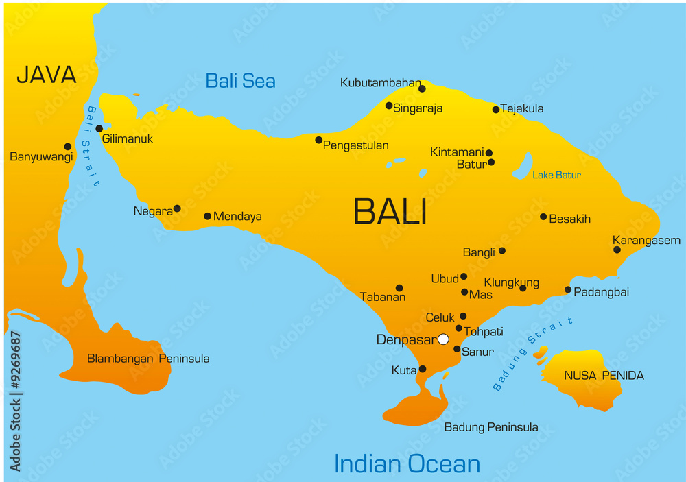 Stockillustratie Vector map of Bali country | Adobe Stock