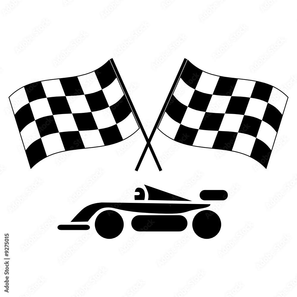 Checkered flags and race car Stock Vector | Adobe Stock