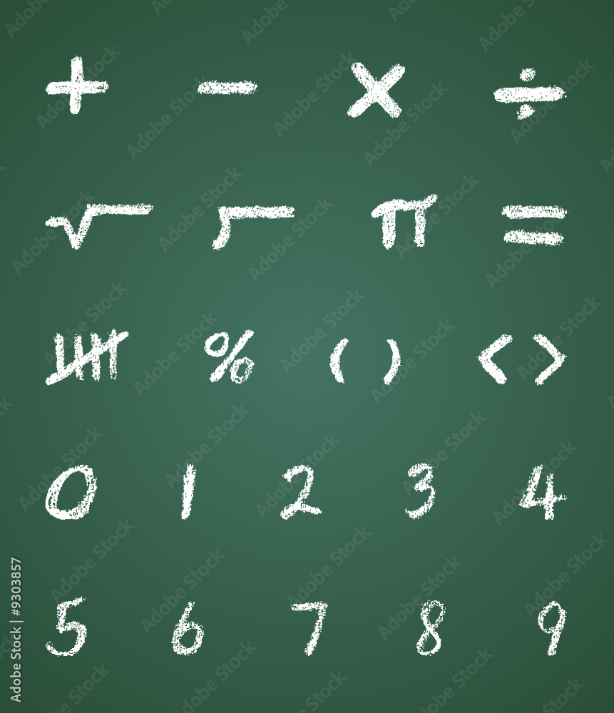 Chalk Vector Math Symbols and Numbers Stock Vector | Adobe Stock