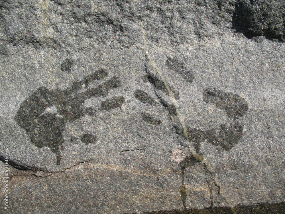 Wet handprint on the stone Stock Photo | Adobe Stock