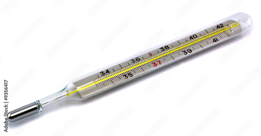 Poster Print Clinical thermometer on a white background 40x20 cm