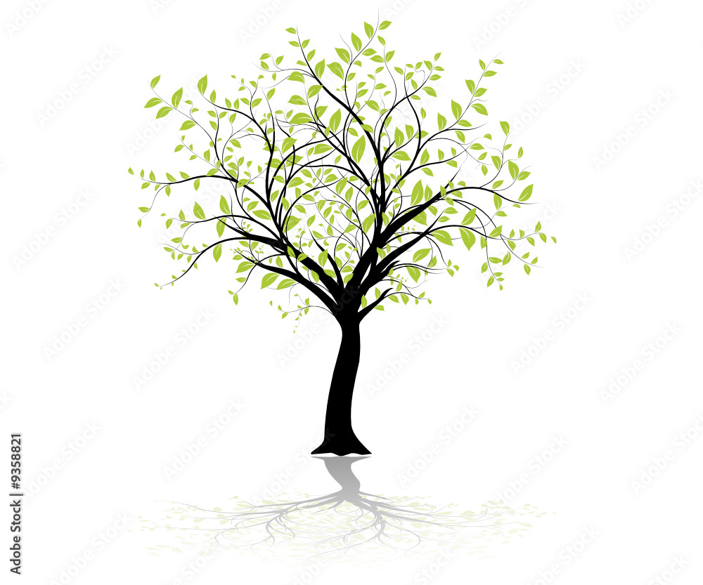 vector serie - tree and green leaves Stock Vector | Adobe Stock