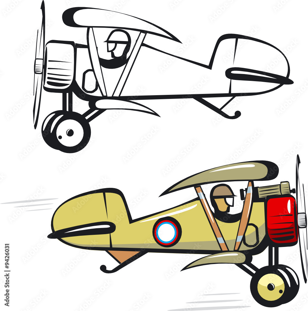 Vector cartoon biplane Stock Vector | Adobe Stock