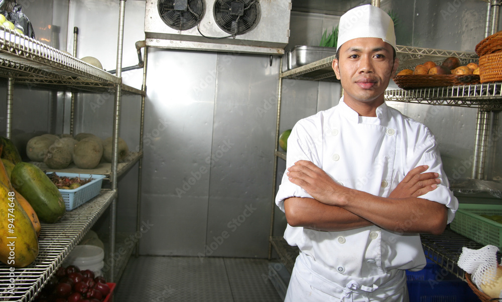 chef in the refrigerator Stock Photo | Adobe Stock