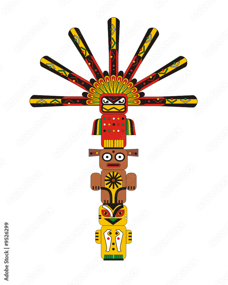 Totem pole Indian animal idols Stock Vector | Adobe Stock