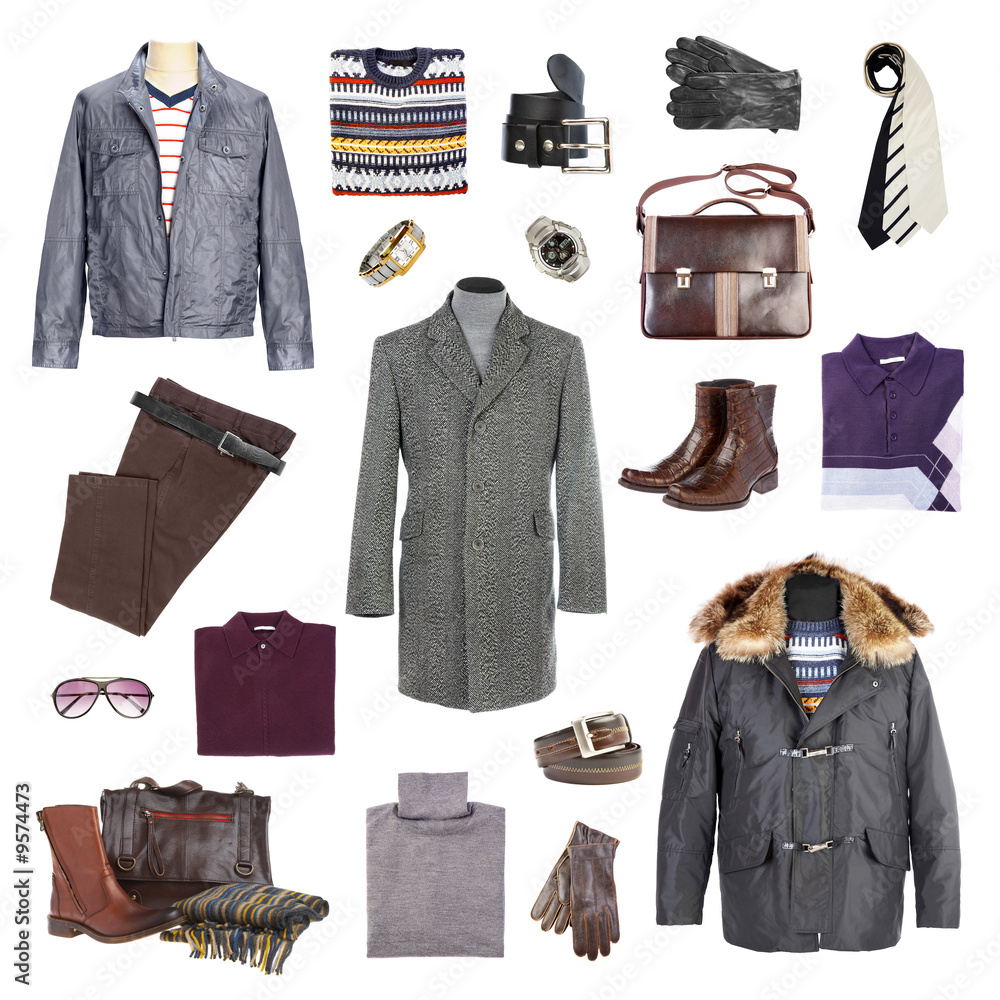 Man's winter clothes on a white background Stock Photo | Adobe Stock