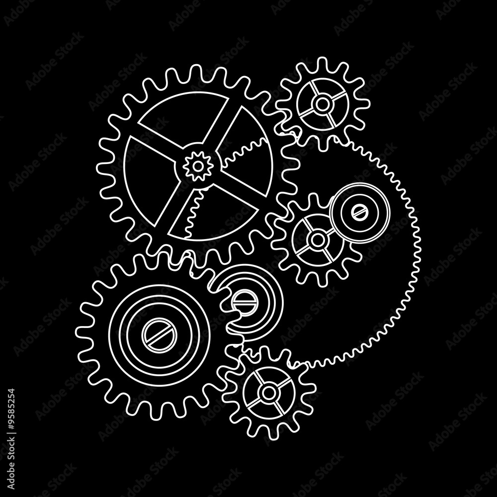 gears shape blueprint isolated on black background Stock Illustration ...