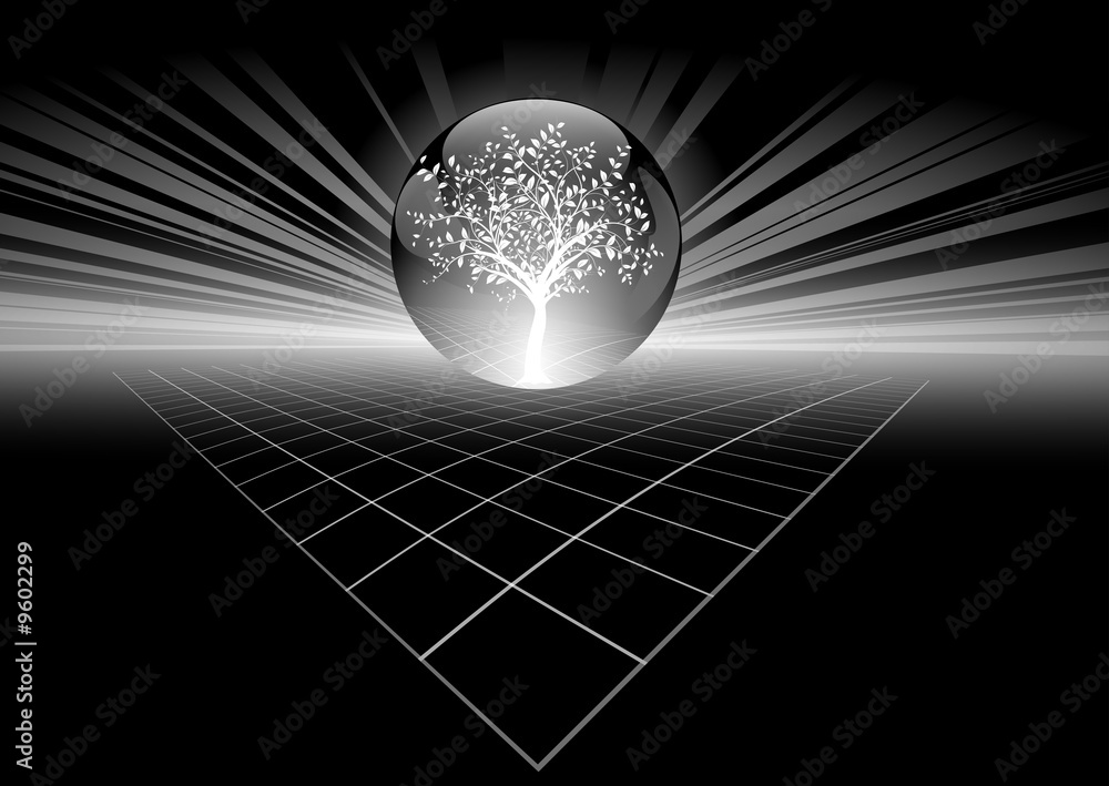 vector series - black background with tree and light Stock Illustration ...
