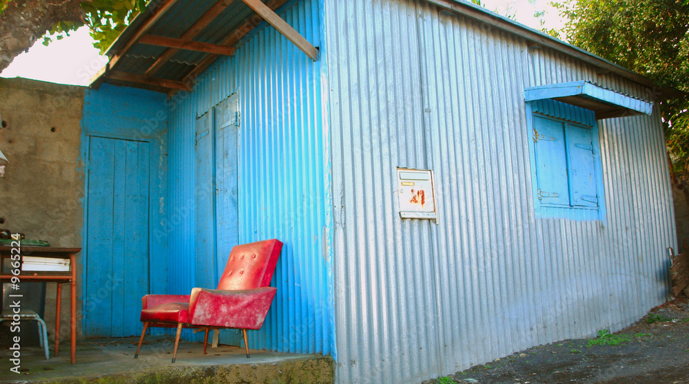 maison en tole, ile de la reunion Stock Photo | Adobe Stock