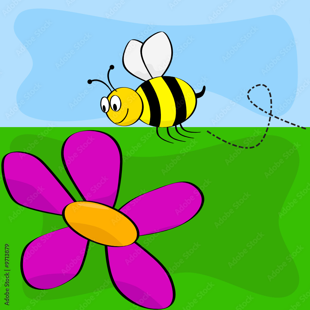 Cartoon bee and flower Stock Vector | Adobe Stock