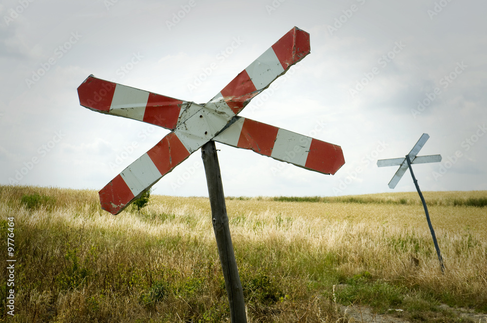 Railroad crossing sign Stock Photo | Adobe Stock