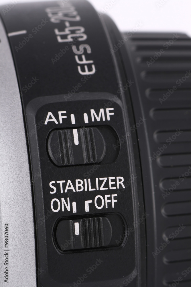 lens auto-focus and stabilization switch, canon, photography Stock ...
