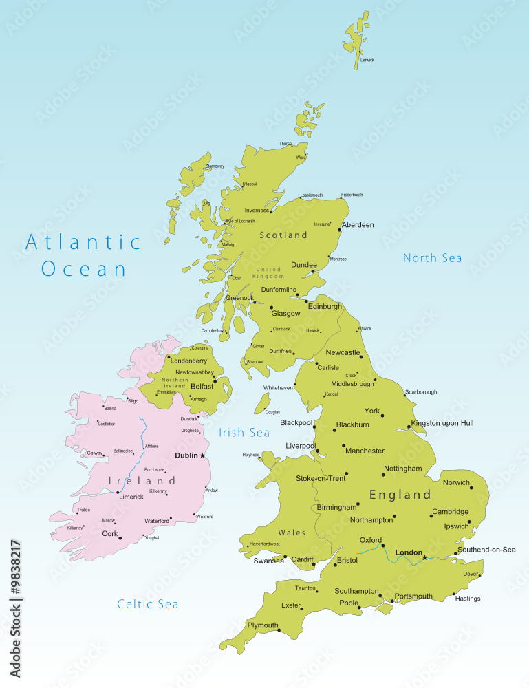 United Kingdom and Ireland vector map Stock Vector | Adobe Stock