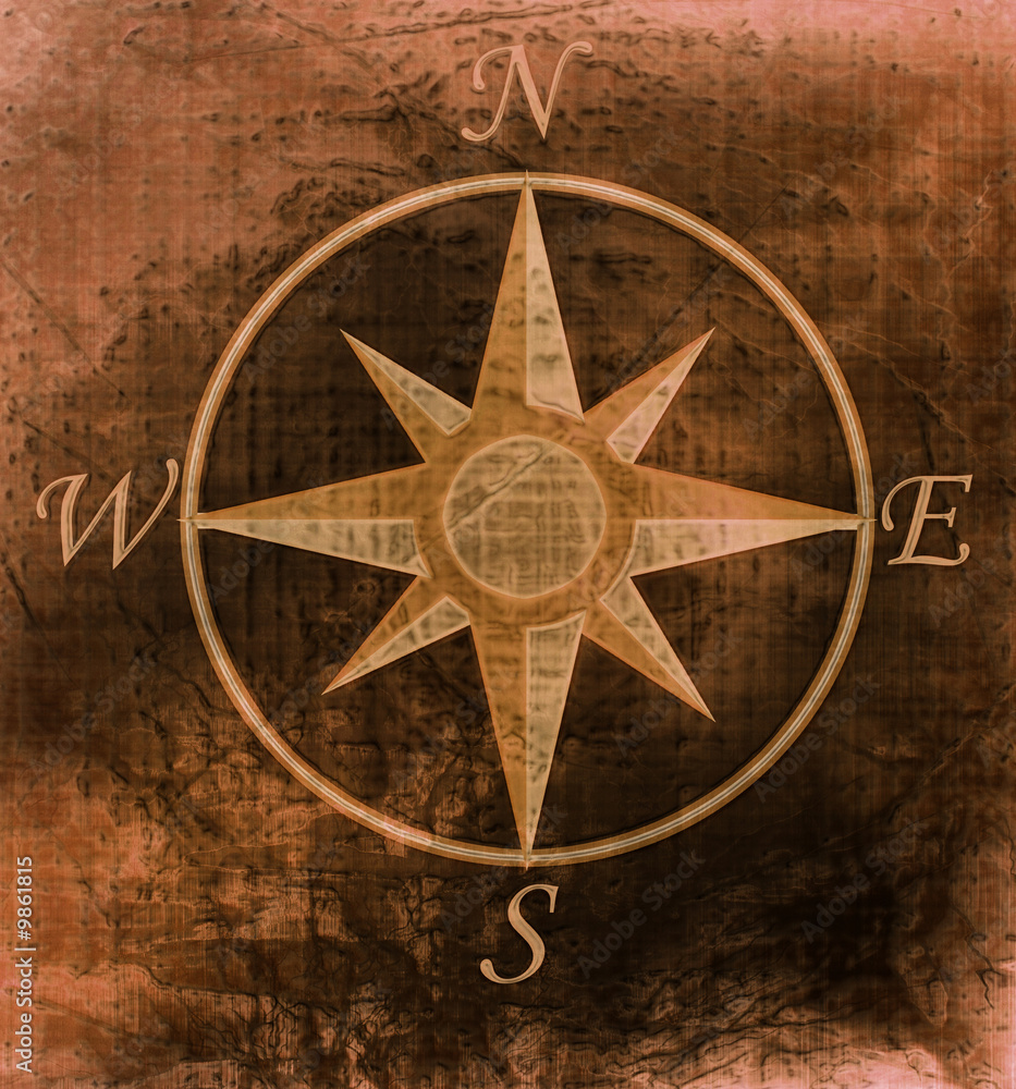 windrose on an old paper texture with some stains Stock Illustration ...